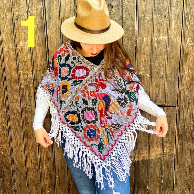 EMBROIDERED MEXICAN REBOZO. Fashion Poncho. Lightweight Mexican Shawl ...