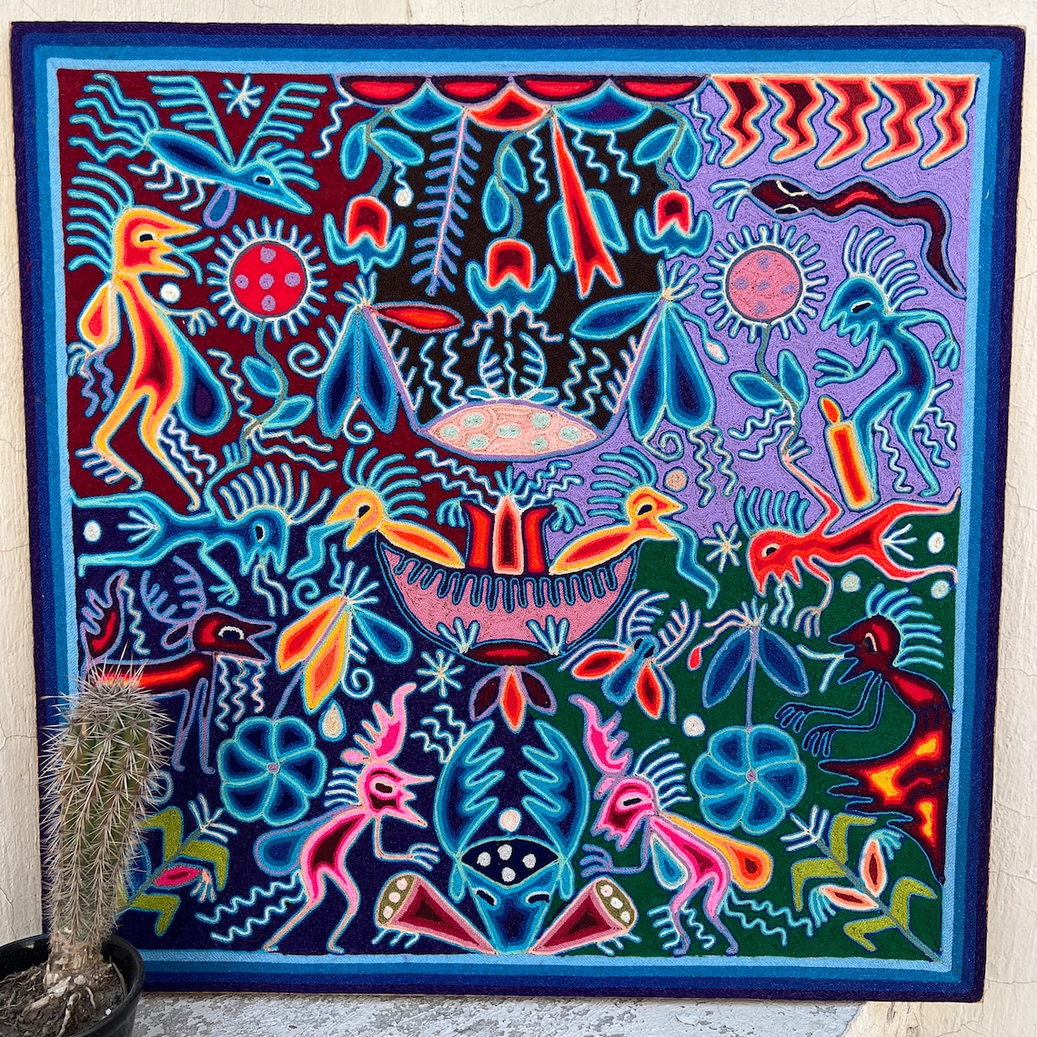 HUICHOL YARN PAINTING. Mexican Huichol Art Picture to Wall - Etsy