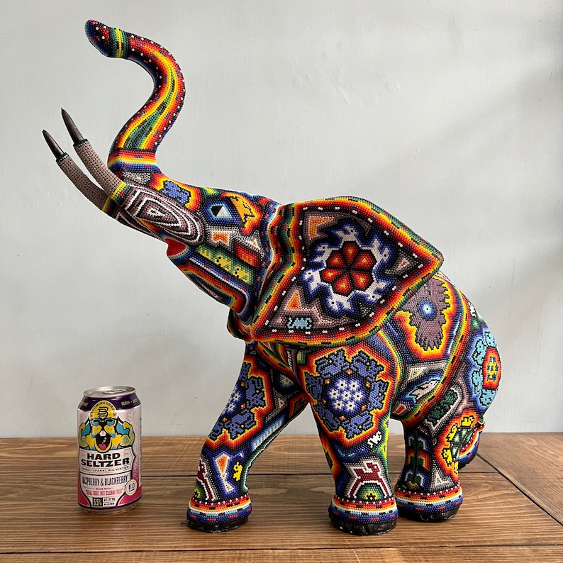 ELEPHANT With HUICHOL Art Mexican Art Huichol Esculpture - Etsy