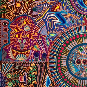 Mexican Huichol Art Picture to Wall Decoration. Mexican Yarn Art ...