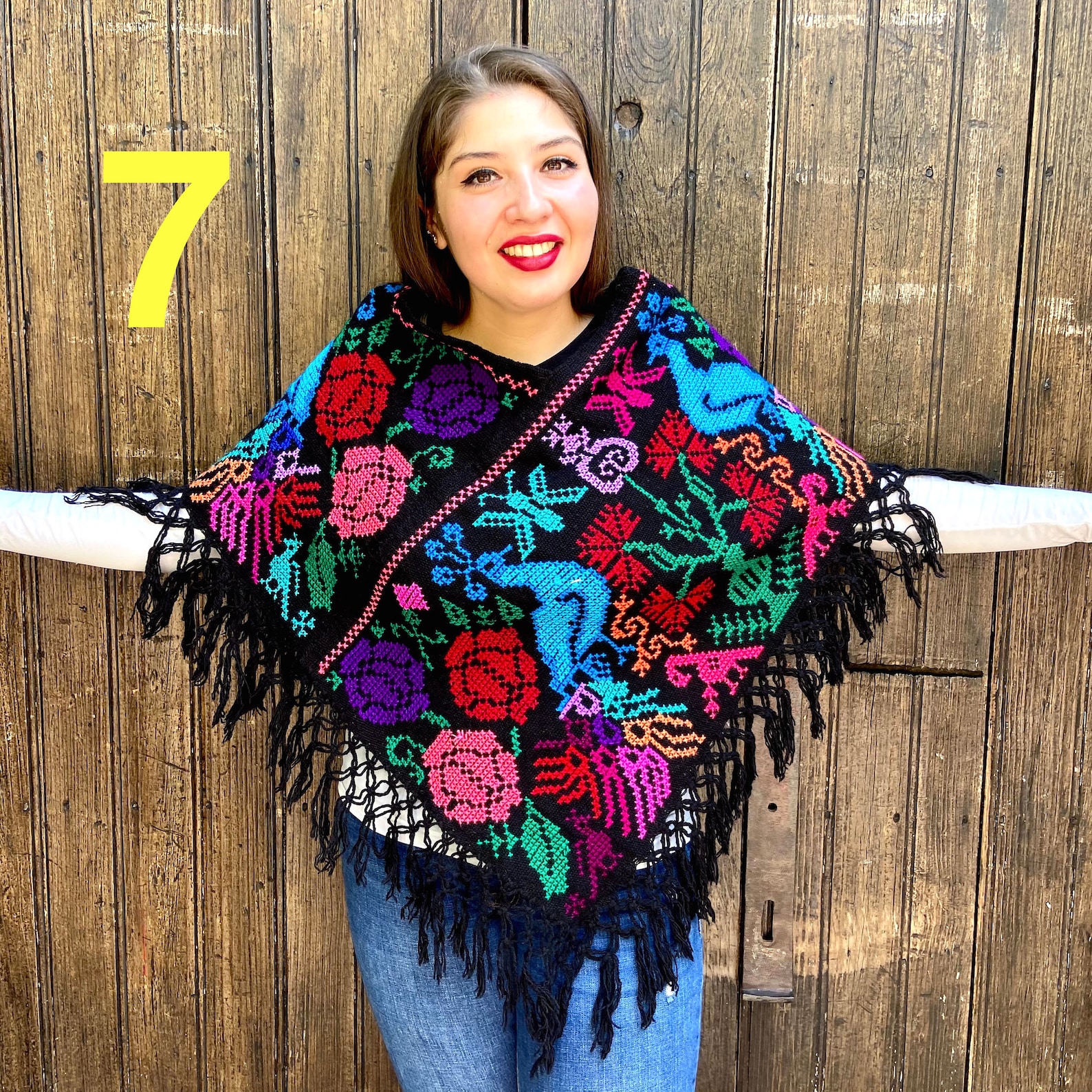 EMBROIDERED MEXICAN REBOZO. Fashion Poncho. Lightweight Mexican Shawl ...