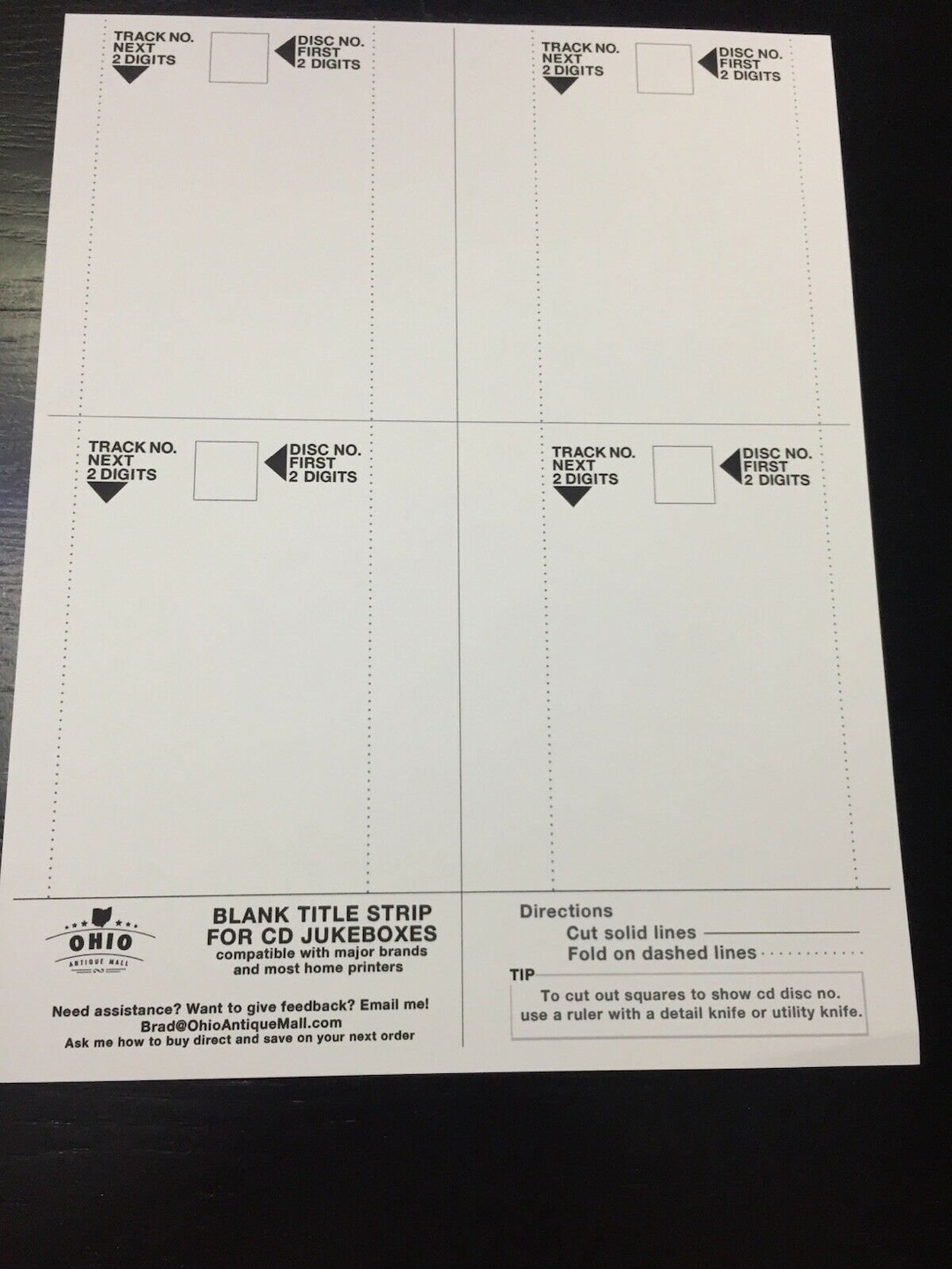 Compatible Rowe AMI CD Jukebox Full Sheets 100 Blank Title Strip Cards ...