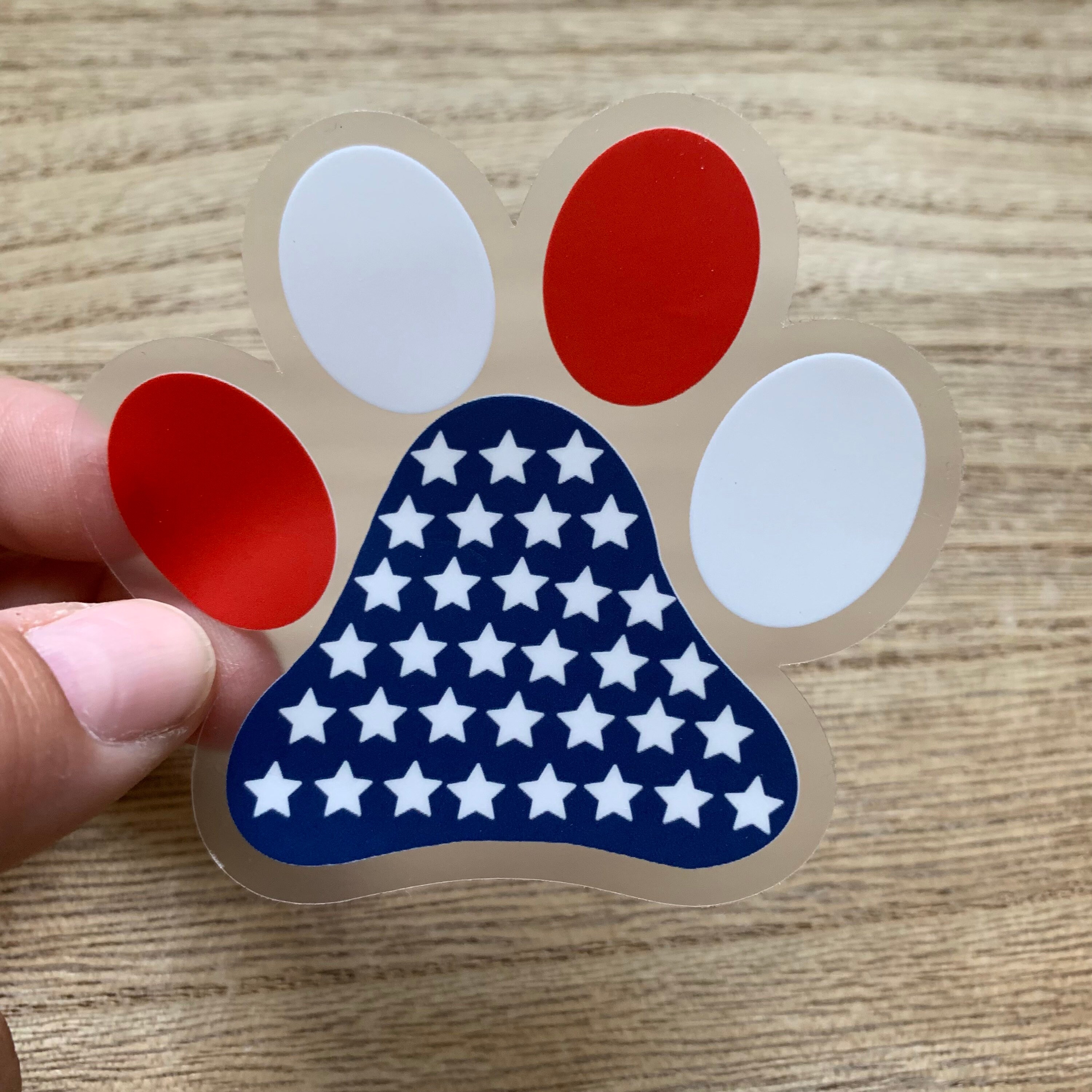 Patriotic Paw Print Sticker 4th Of July Red White And Blue Etsy