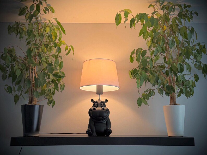 Hippo Design Lamp – Modern Animal Table Lamp – Unique 3D Printed Light ...