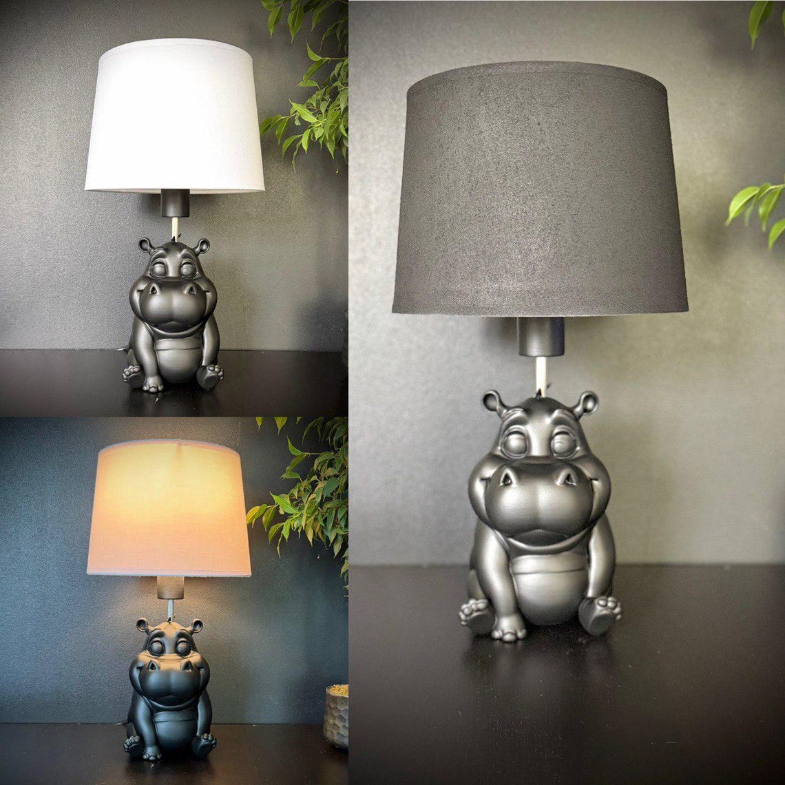 Hippo Design Lamp – Modern Animal Table Lamp – Unique 3D Printed Light ...