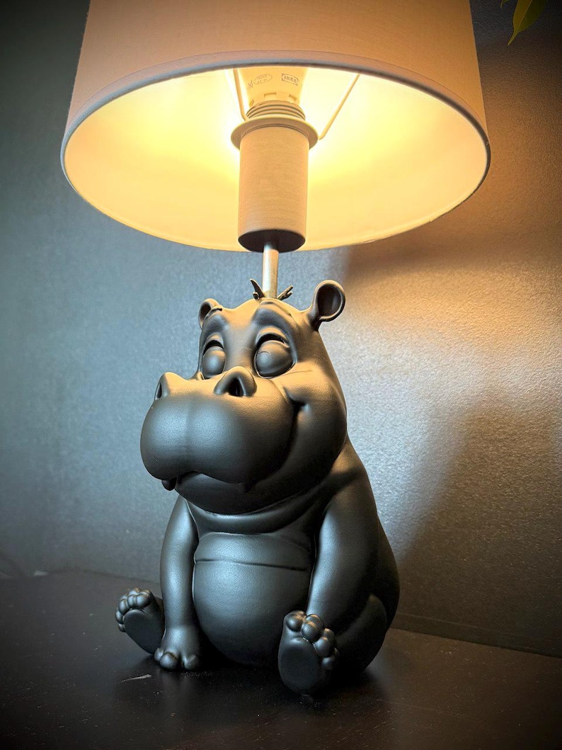 Hippo Design Lamp – Modern Animal Table Lamp – Unique 3D Printed Light ...