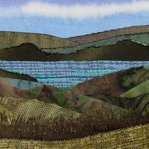 Swan Lake, Fabric Landscape, 8x10, Julie Garcia Fabric Artist - Etsy