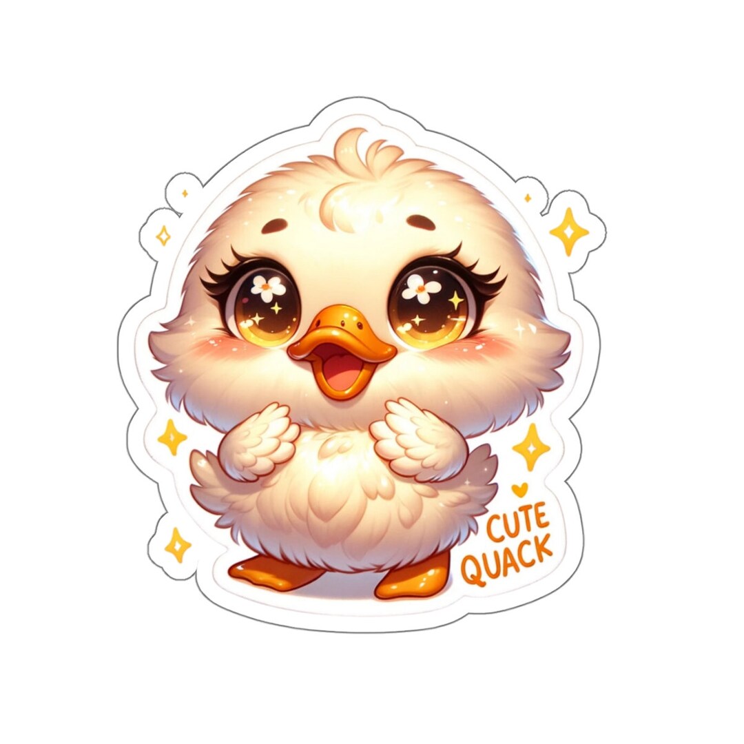 Charming 'cute Quack' Duckling Kiss-cut Sticker, Adorable Vinyl Decal ...