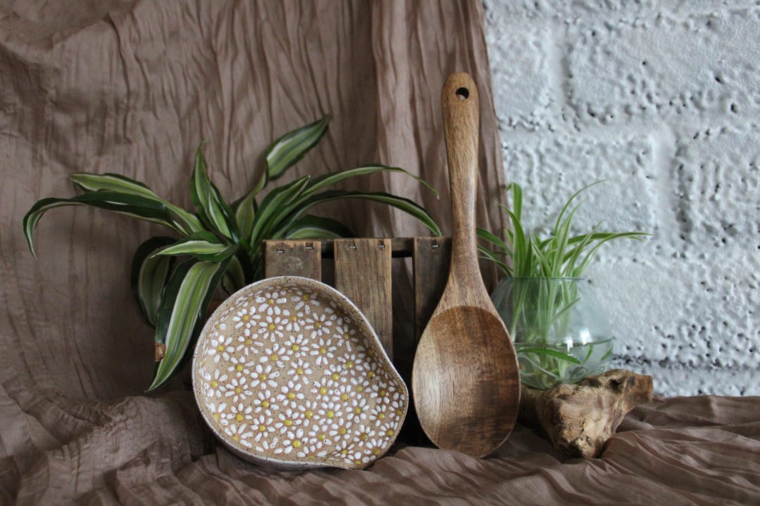 White Flower Spoon Rest, White Floral Spoon Rest, Flower Spoon Rest ...