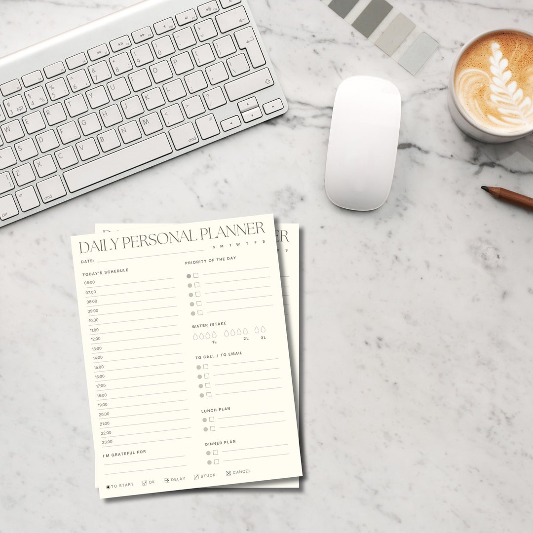 Daily Personal Planner Sheet - Etsy