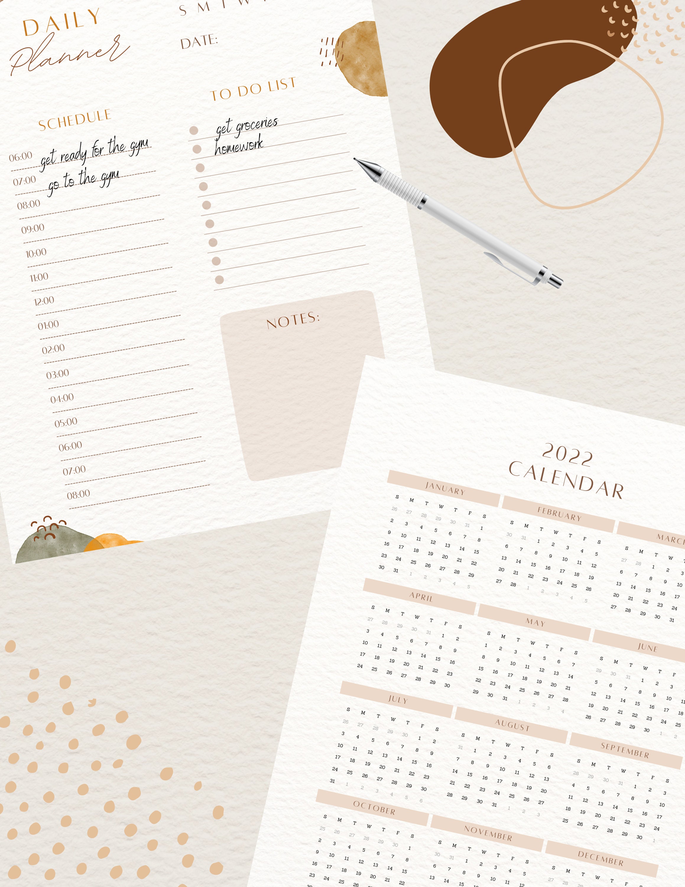 Boho Printable Daily Planner Bundle - Etsy
