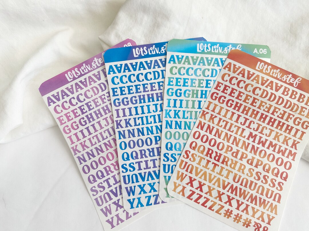SWIRL ALPHABET Sticker Sheets 1ct/4ct // *read Description* - Etsy