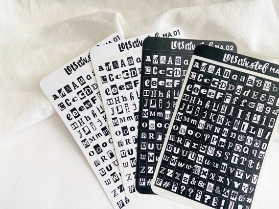 B/W MAGAZINE ALPHABET Sticker Sheets 1ct // read Description - Etsy