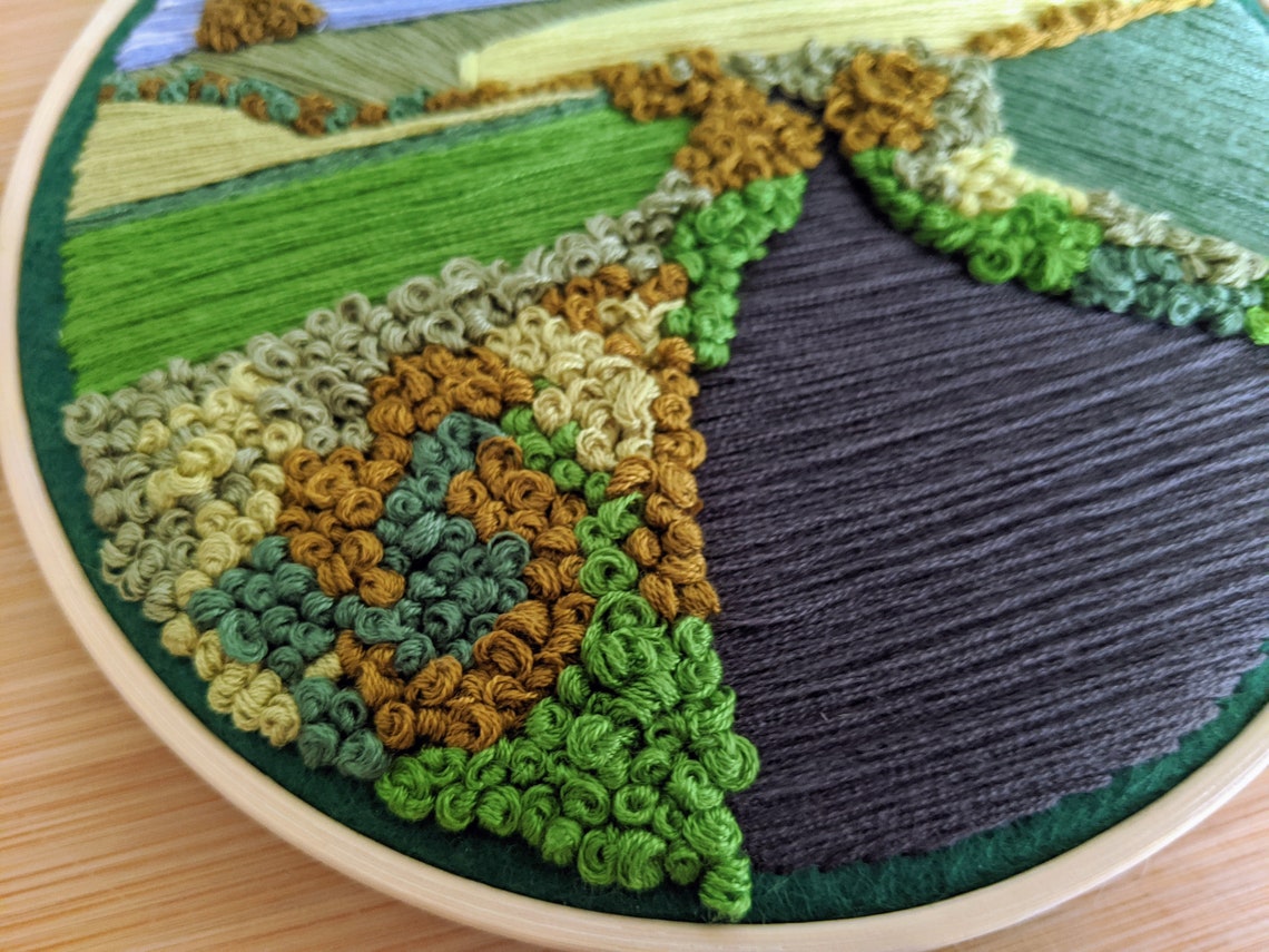 Hand Embroidered Countryside Pathway Landscape Embroidery - Etsy UK