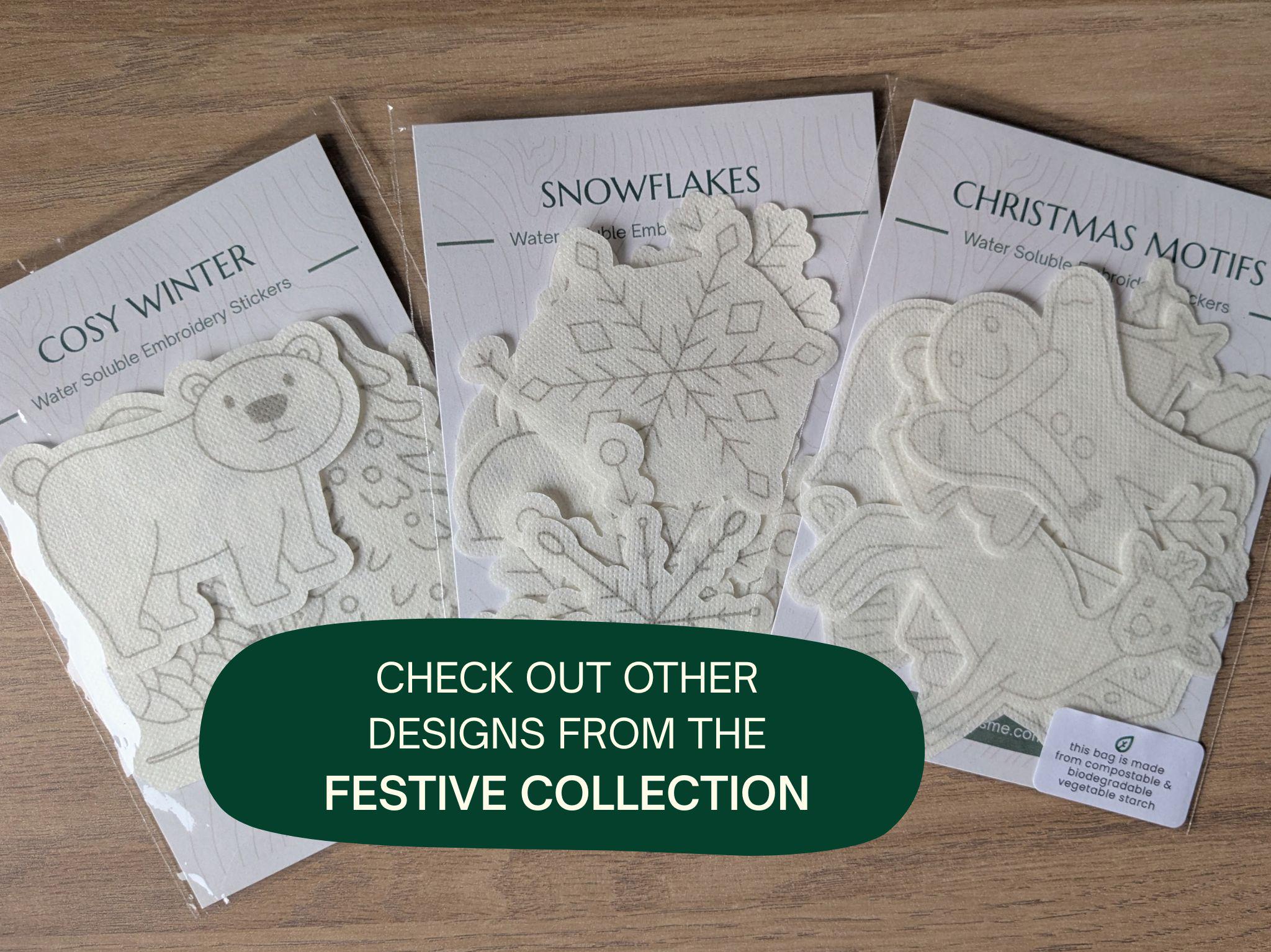Snowflakes STICK & STITCH Embroidery Patches - 9 Water Soluble Stickers ...