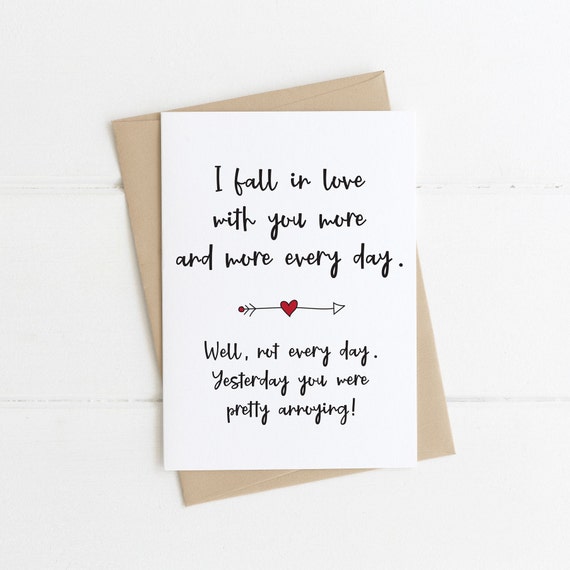 I Fall In Love With You Funny Card For Him Her Valentines | Etsy