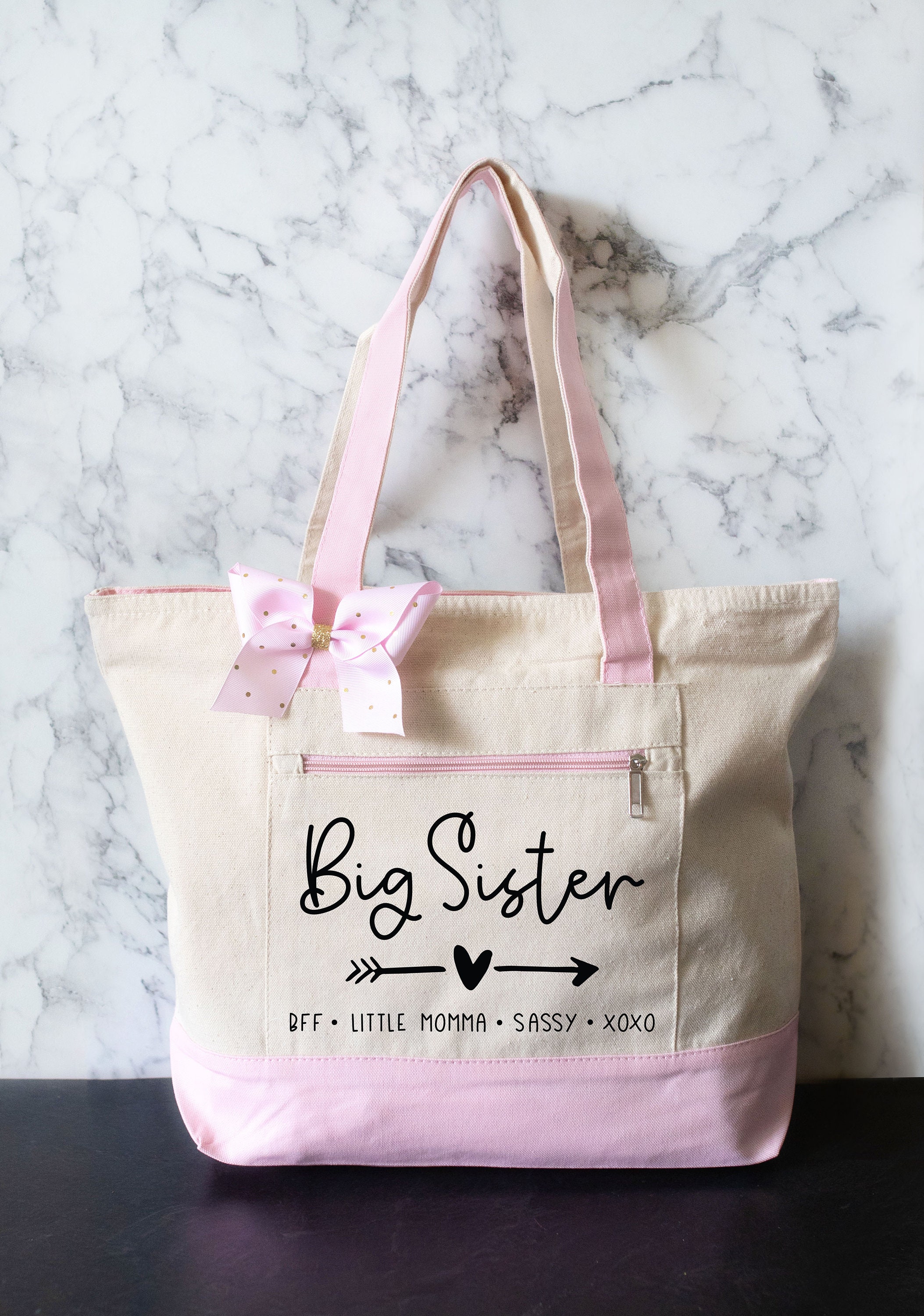 Big Sister Bag Tote Bag With Zipper Big Sister Gift - Etsy