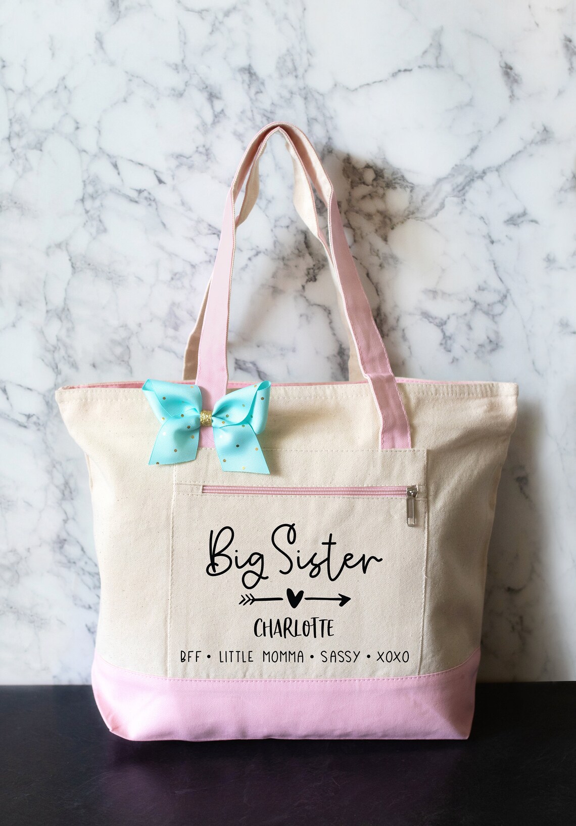Big Sister Bag | Tote Bag With Zipper | Big Sister Gift | Big Sister ...