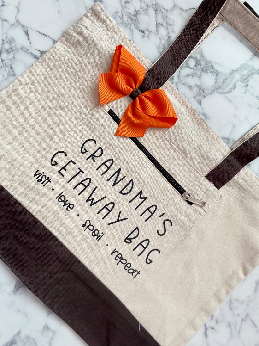 Grandma Getaway Bag | Hunting Grandma | Brown Tote | Camo Bow | Grandma ...
