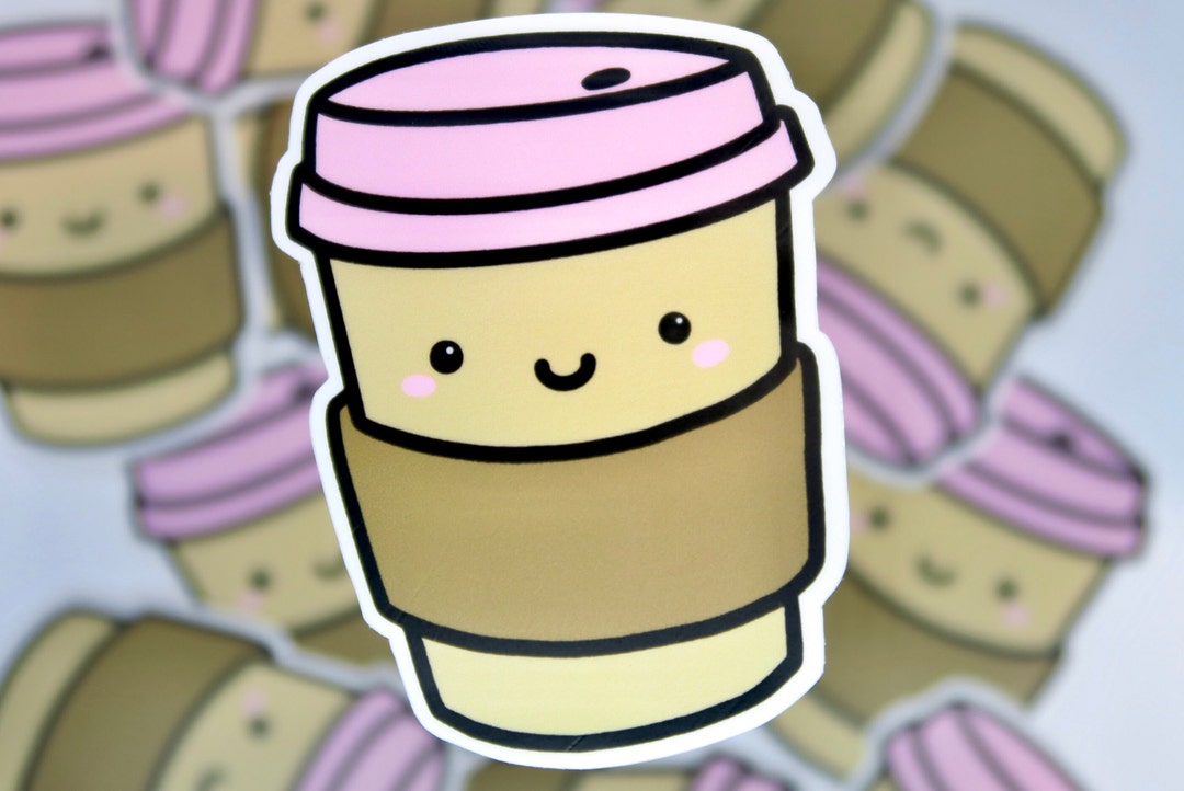 Kawaii Coffee Cup Sticker - Etsy