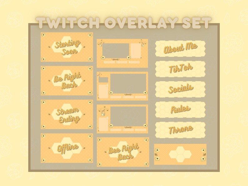 Twitch Stream Overlay Package / Bee / Honey / Yellow / Scenes - Etsy Canada