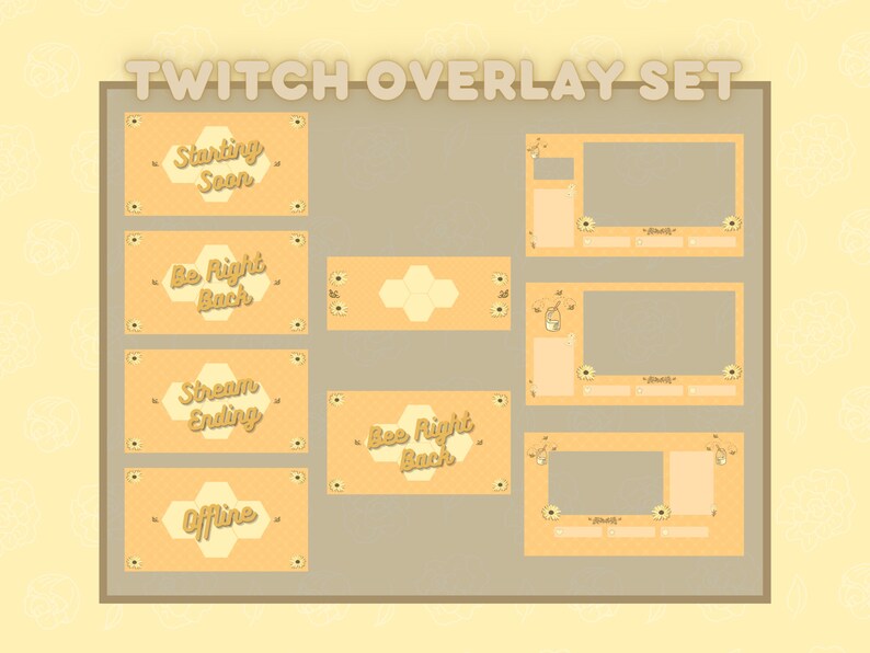 Twitch Stream Overlay Package / Bee / Honey / Yellow / Scenes - Etsy Canada