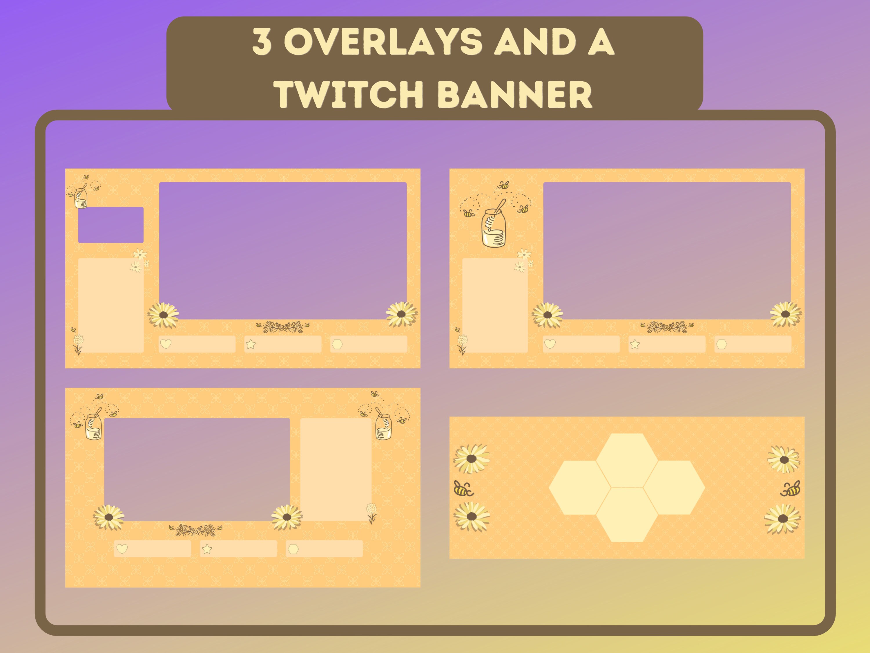 Twitch Stream Overlay Package / Bee / Honey / Yellow / Scenes | Etsy UK