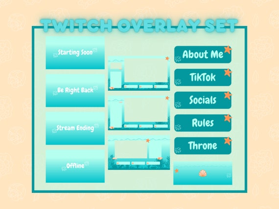 Twitch Stream Overlay Package / Ocean/ Sea/ Shells / Blue / - Etsy