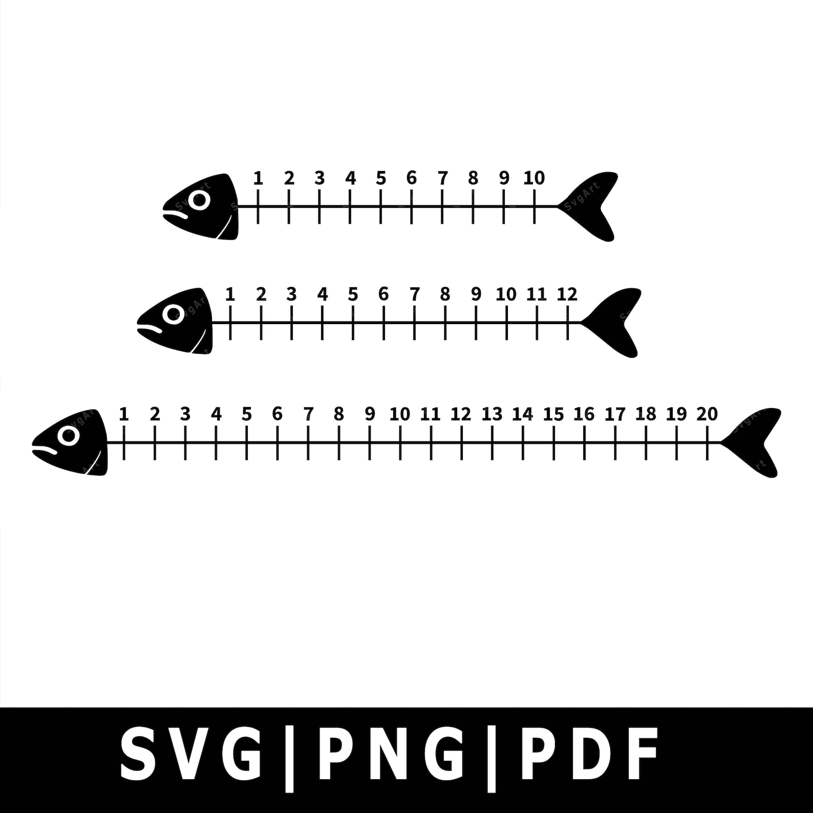 Fish ruler svg PNG PDF Cricut Silhouette Cricut svg | Etsy