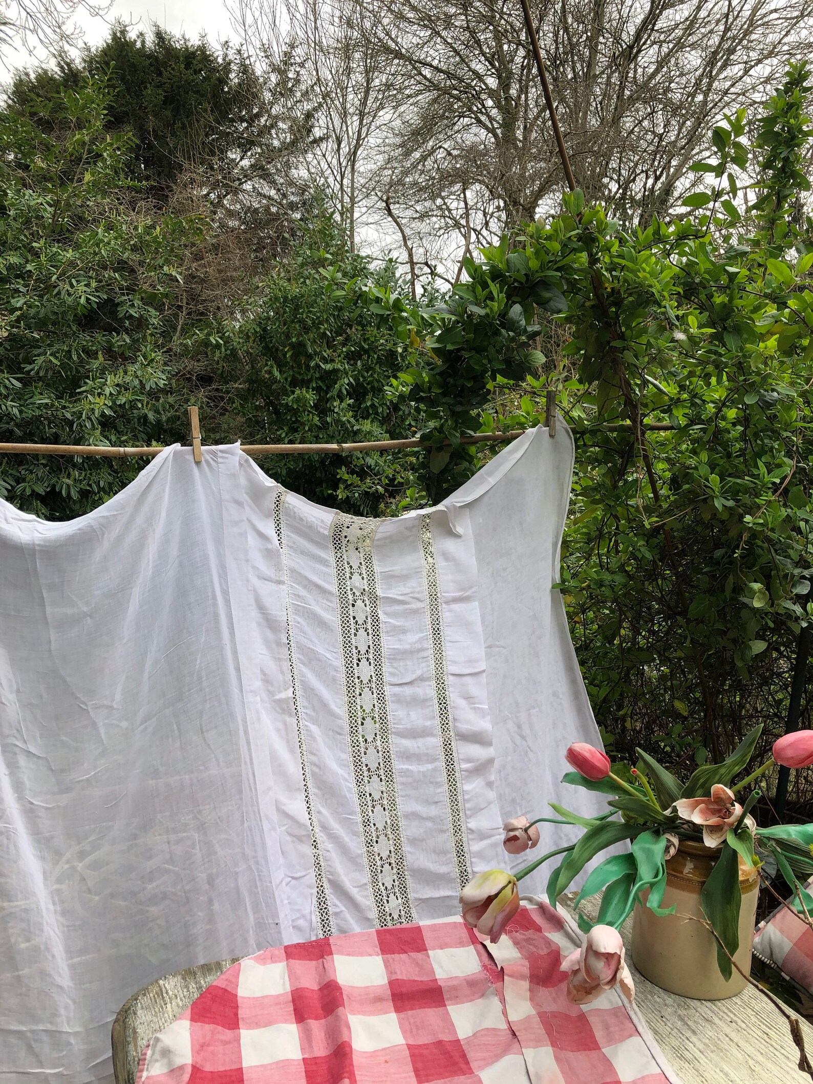 Antique French Muslin Curtain - Etsy UK
