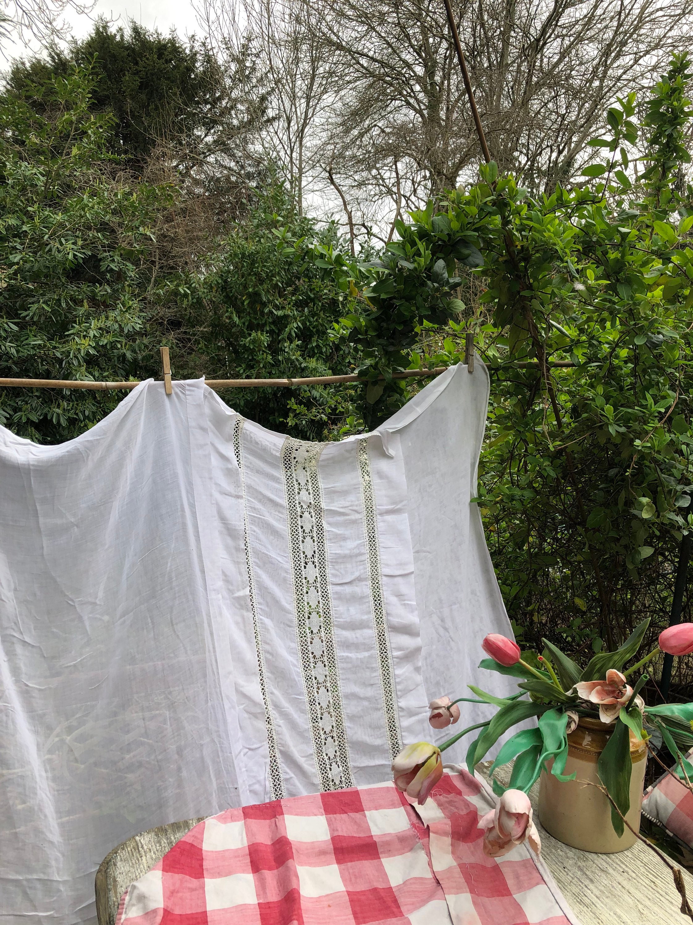 Antique French Muslin Curtain - Etsy UK
