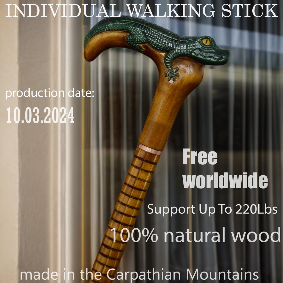 Hand Carved Wooden Cane, Walking Stick for Man and Woman. Unique ...