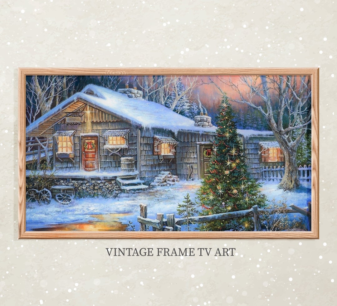 Christmas TV Frame. Winter Landspace. Vintage Art. Christmas Tree - Etsy