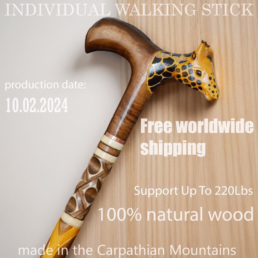 Hand Carved Wooden Cane, Walking Stick for Man and Woman. Unique ...