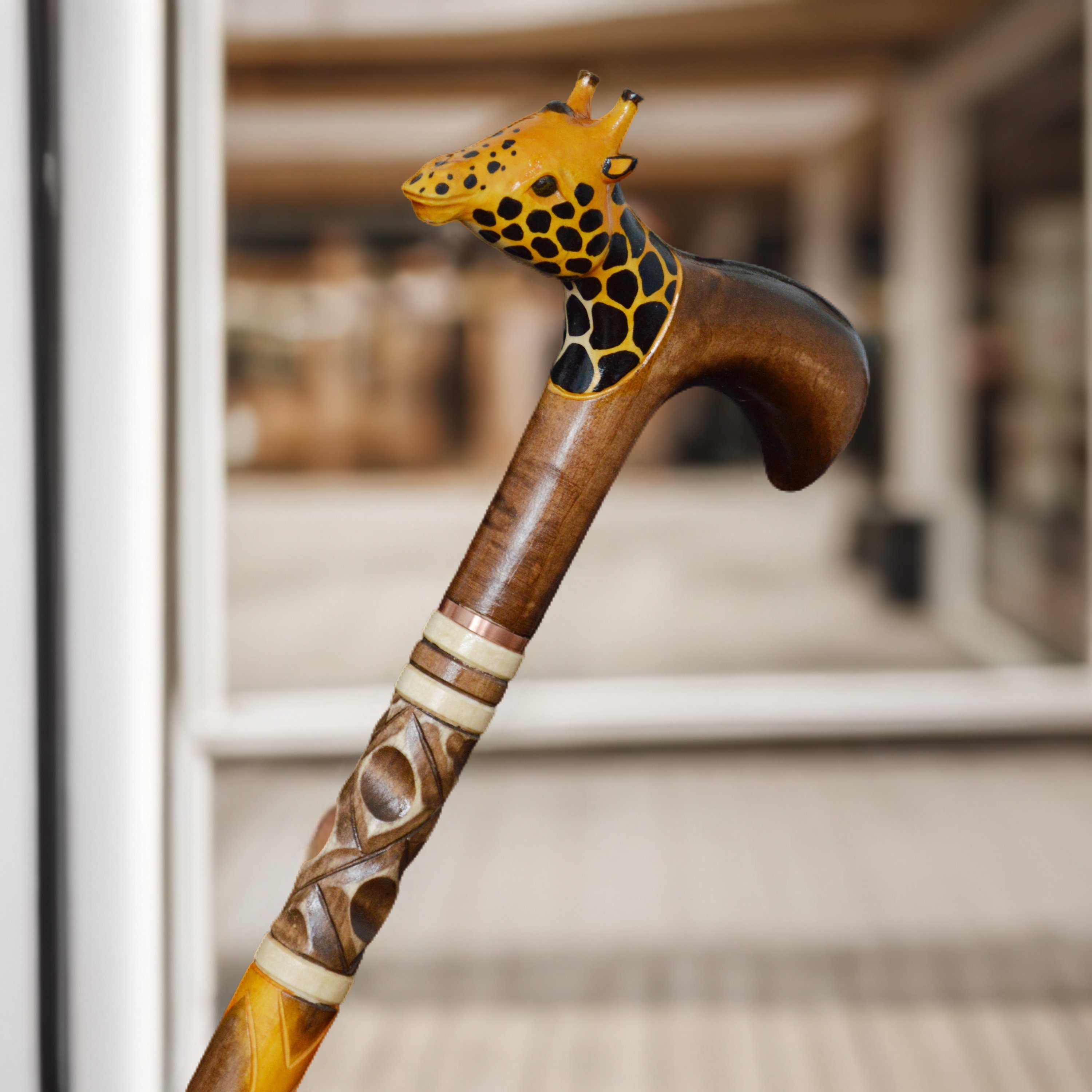 Hand Carved Wooden Cane, Walking Stick for Man and Woman. Unique ...