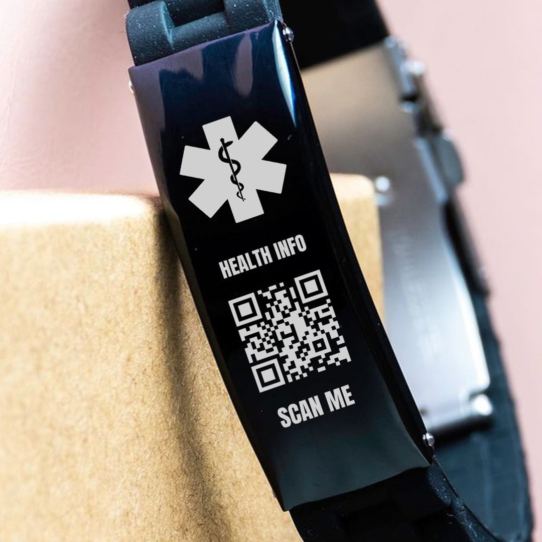 Medical Alert Bracelet for Men Women, Custom QR Code Bracelet , Id ...