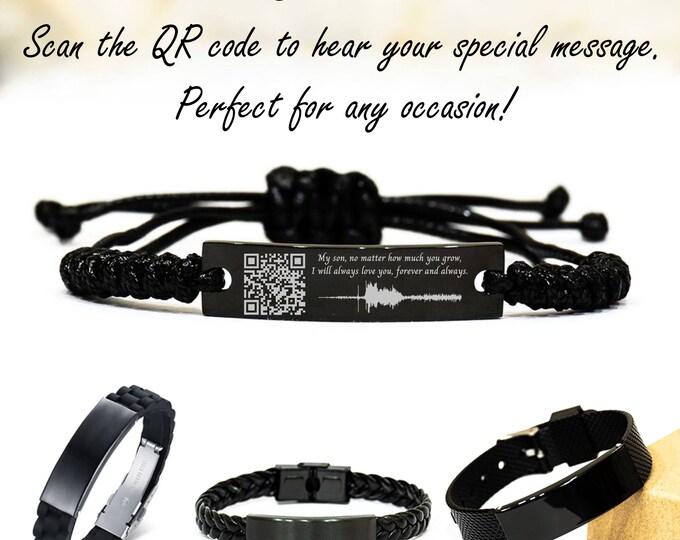 Soundwave Art QR Code Bracelet, Custom Music Sound Wave, Voice Message ...