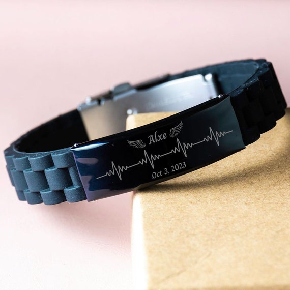 Heartbeat Bracelet Personalized Name Baby Memorial Bracelet Custom Remembrance Loss of Child Jewelry Infant Loss Gift Miscarry Gifts