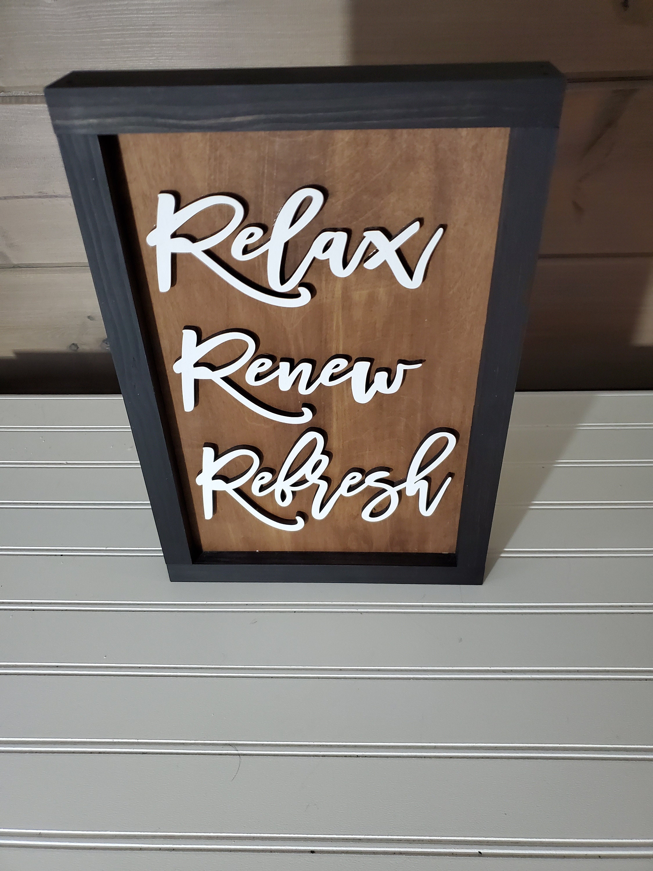 Modern Motivational Framed Wall Sign Relax Renew Refresh | Etsy