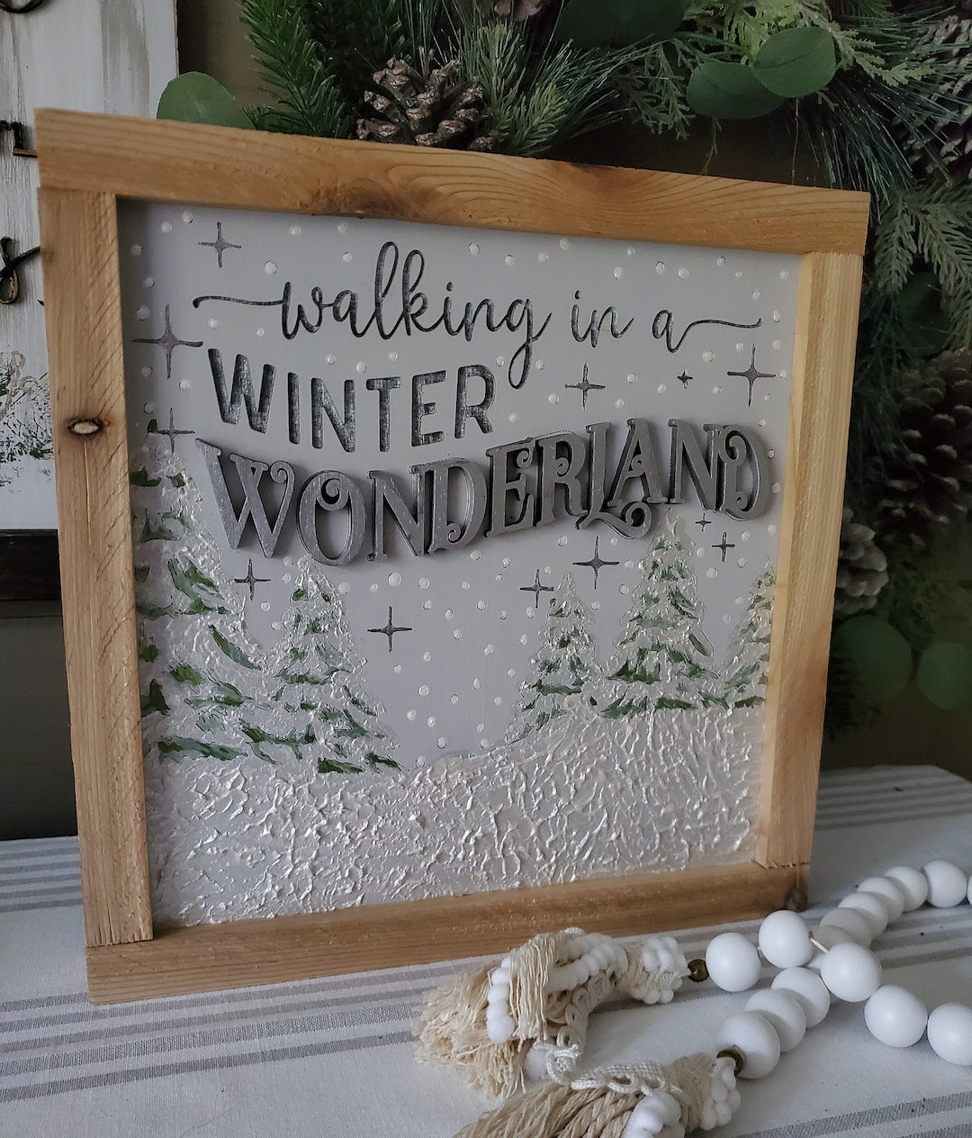 Winter Wonderland Framed Wood Christmas Sign | Walking in a Winter ...