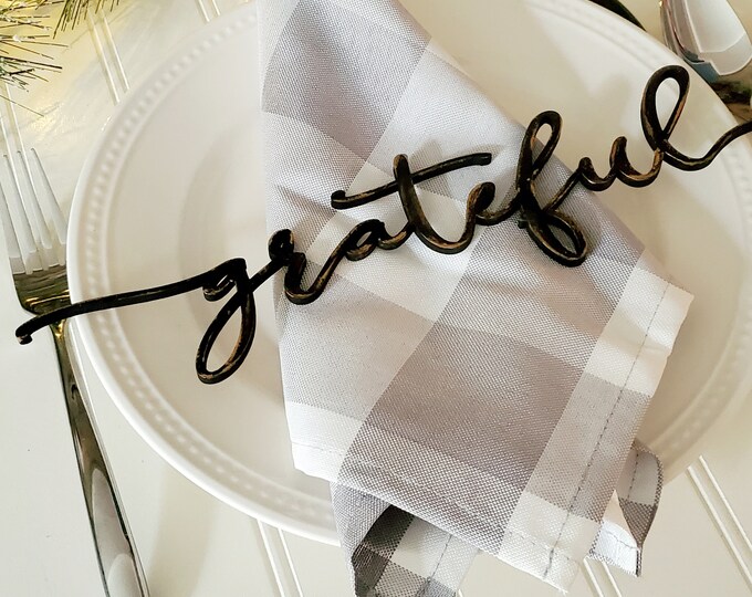 Thankful Grateful Blessed 1 Wood Table Plate Place Signs Just in Time ...
