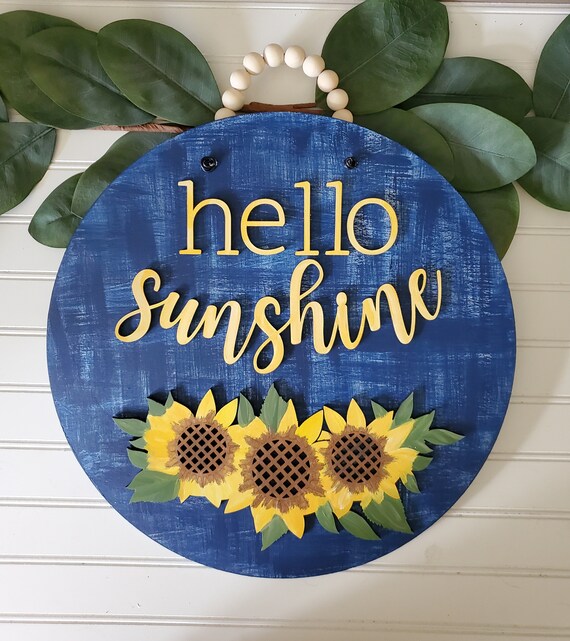 Sunflower Door Round Porch Sign Farmhouse Round Door Hanger - Etsy