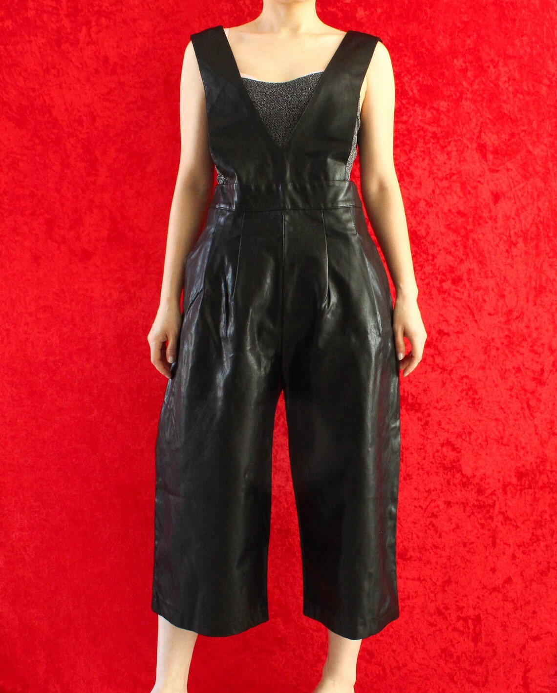 Faux Leather Rompers Casual Trending Jumpsuit Size S/36 Black - Etsy