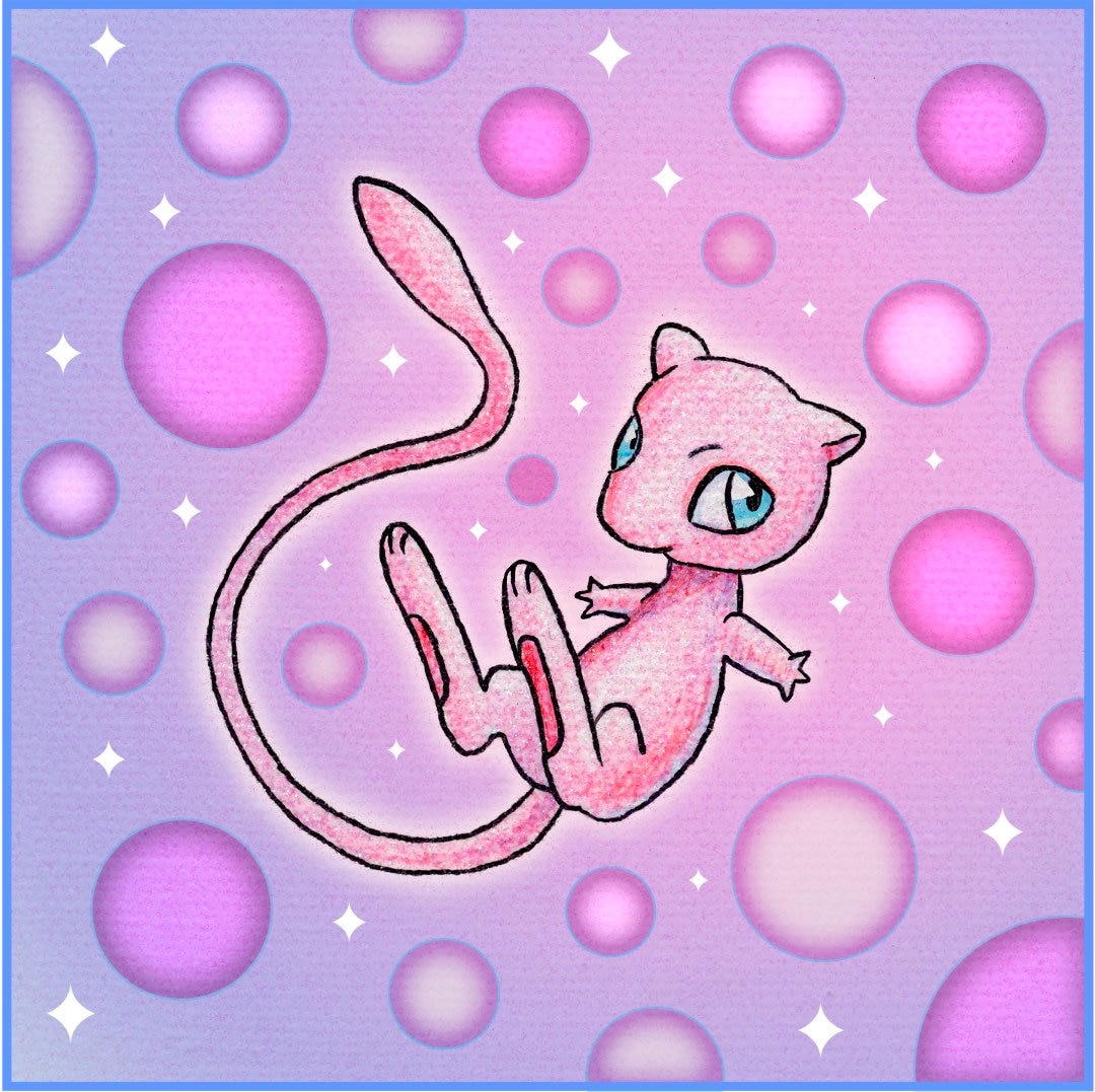 Mew - Framed Print, Pokemon Fan Art - Etsy