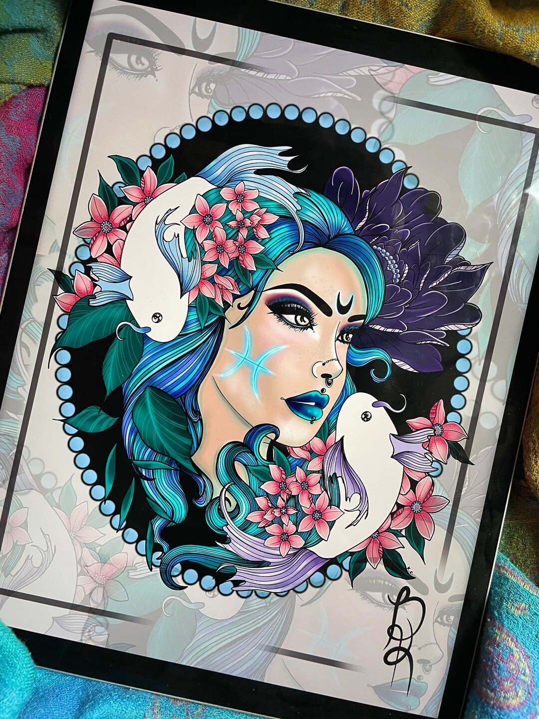 Pisces Zodiac Goddess Art Print - Etsy