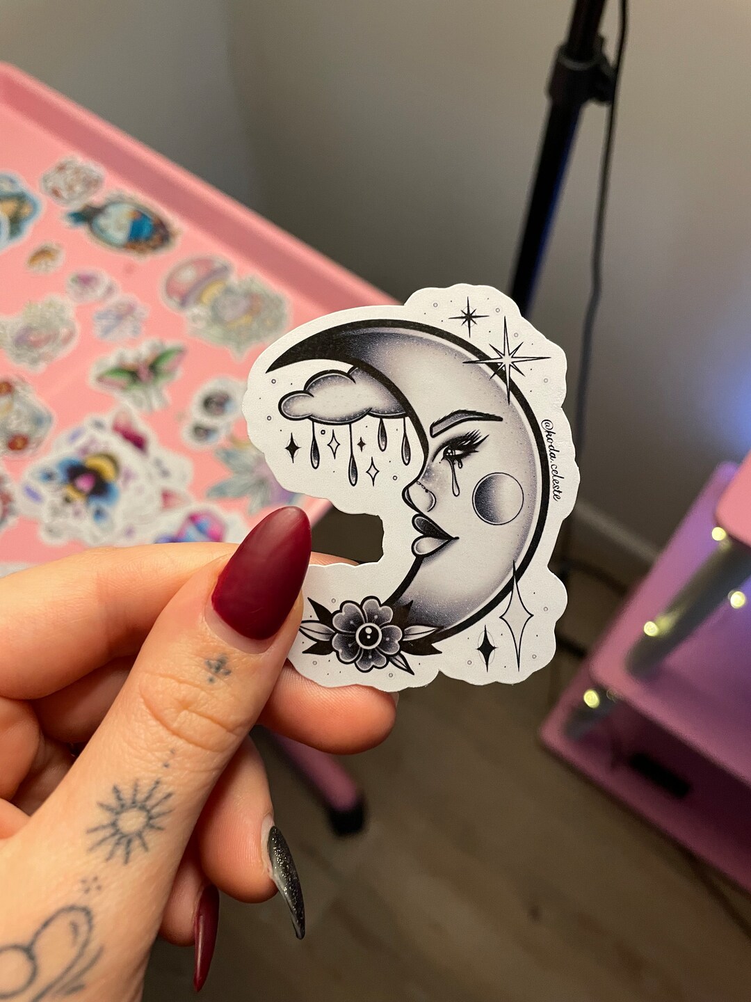 Crying Moon Laminated Vinyl Sticker - Etsy