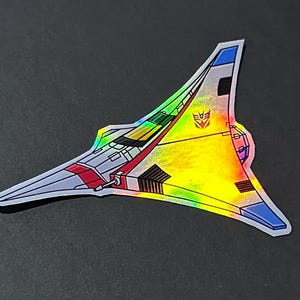 Starscream Alt Mode Holographic Sticker 1980s Retro Style Laptop Pc ...
