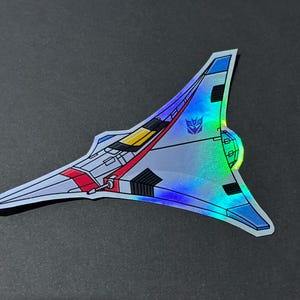 Starscream Alt Mode Holographic Sticker 1980s Retro Style Laptop Pc ...