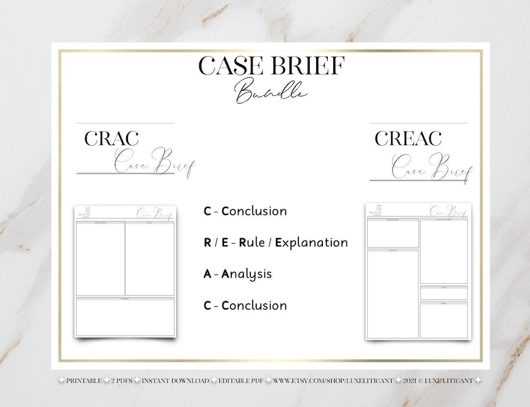 Law School Editable PDF Case Brief: CREAC / CRAC - Etsy