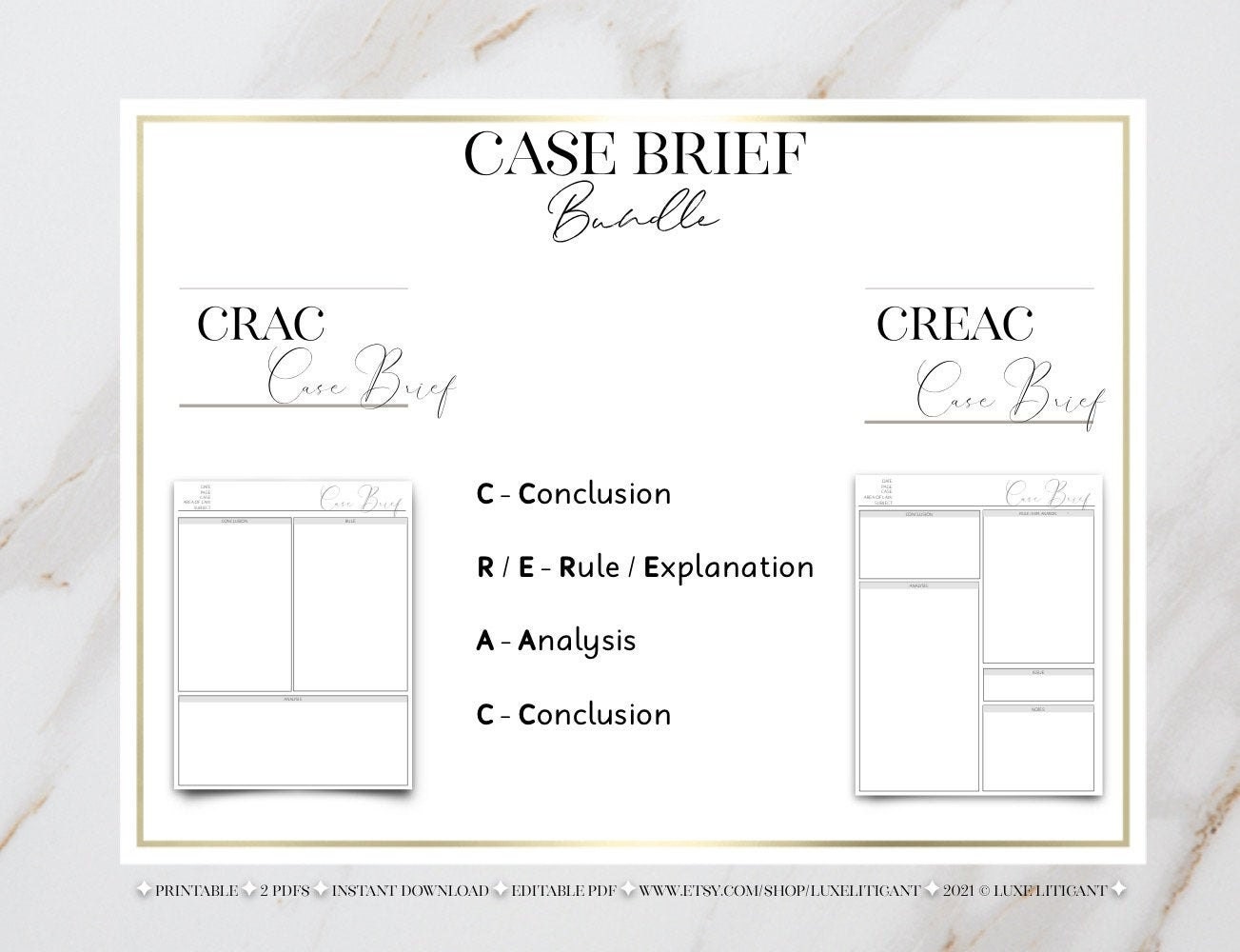 Law School Editable PDF Case Brief: CREAC / CRAC - Etsy